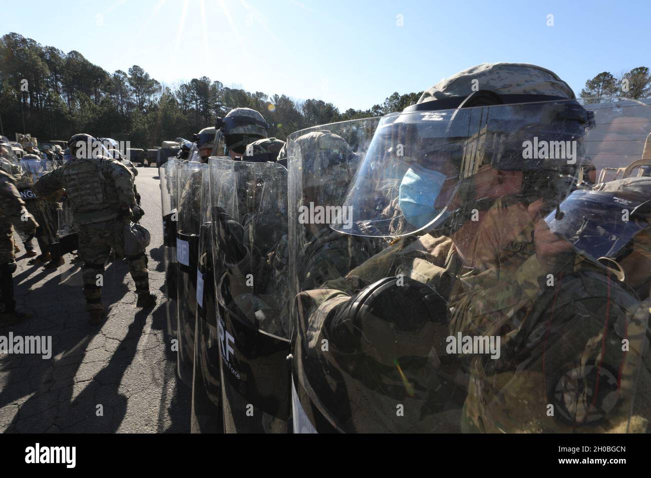 RALEIGH, N.C. – Soldiers of the 105th Military Police Battalion prepare ...