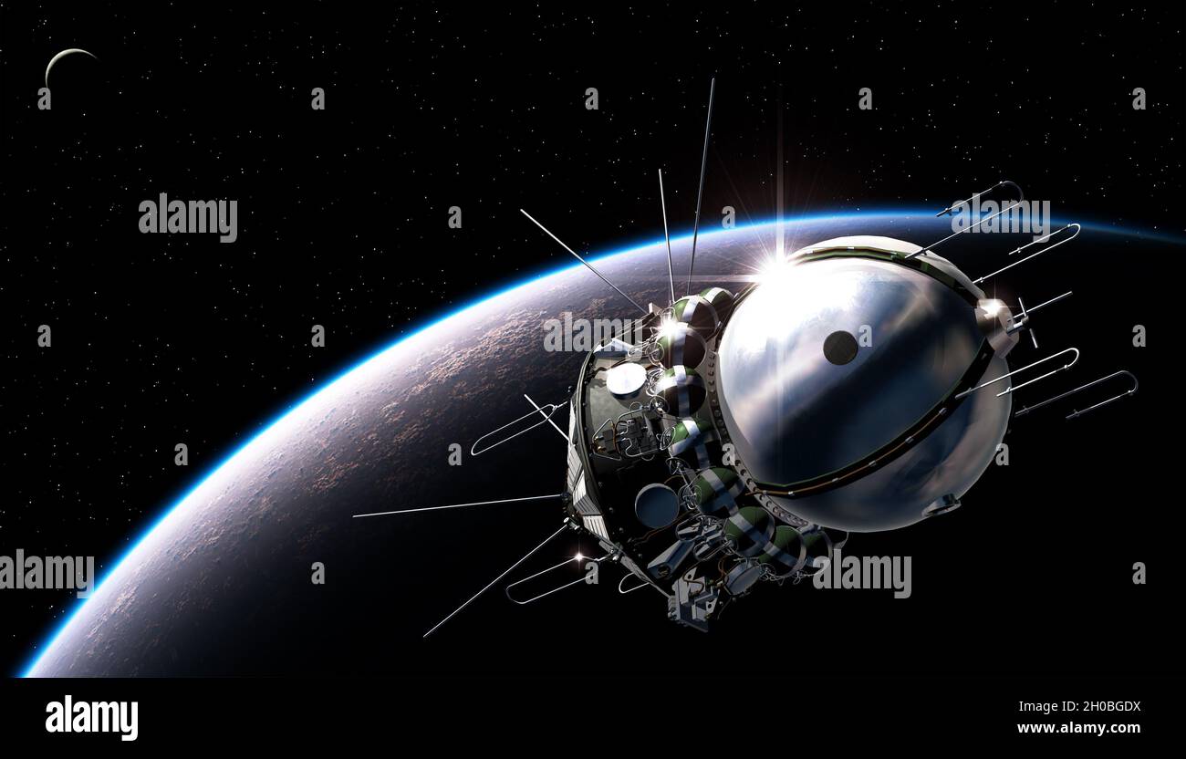 First spaceship on the orbit Stock Photo - Alamy