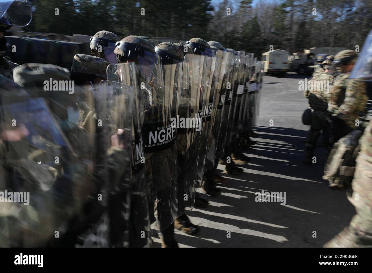 RALEIGH, N.C. – Soldiers of the 105th Military Police Battalion prepare ...