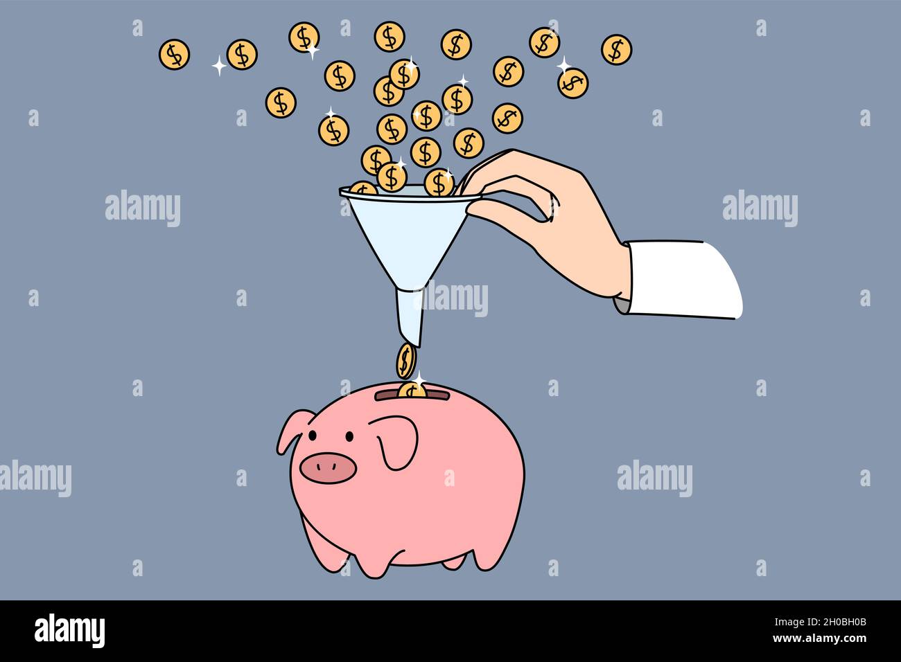 Financial funnel depositing money. Vector concept illustration of ...