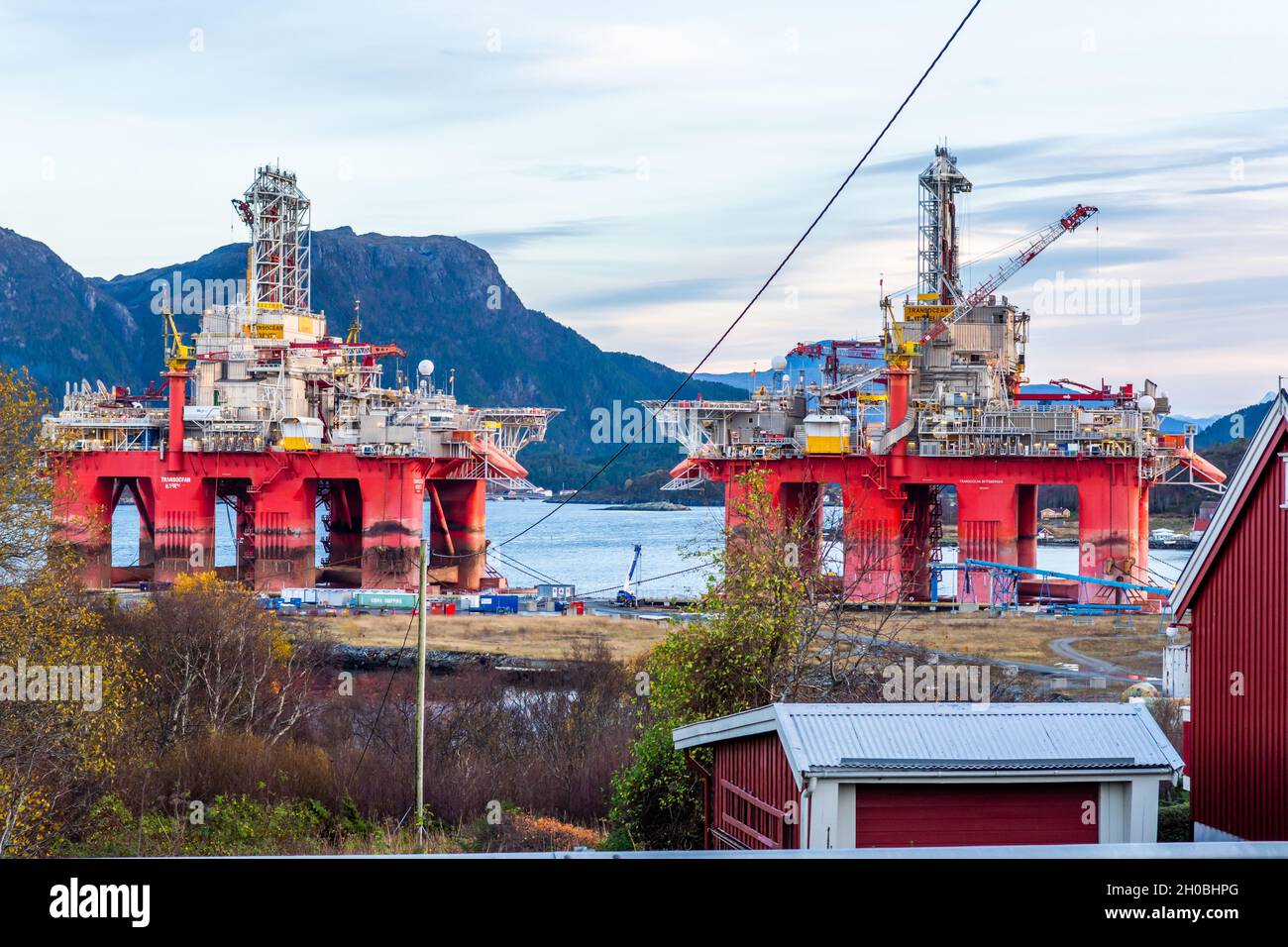 , NORWAY - Sep 19, 2021: The Transocean Spitsbergen drilling rigs are ...