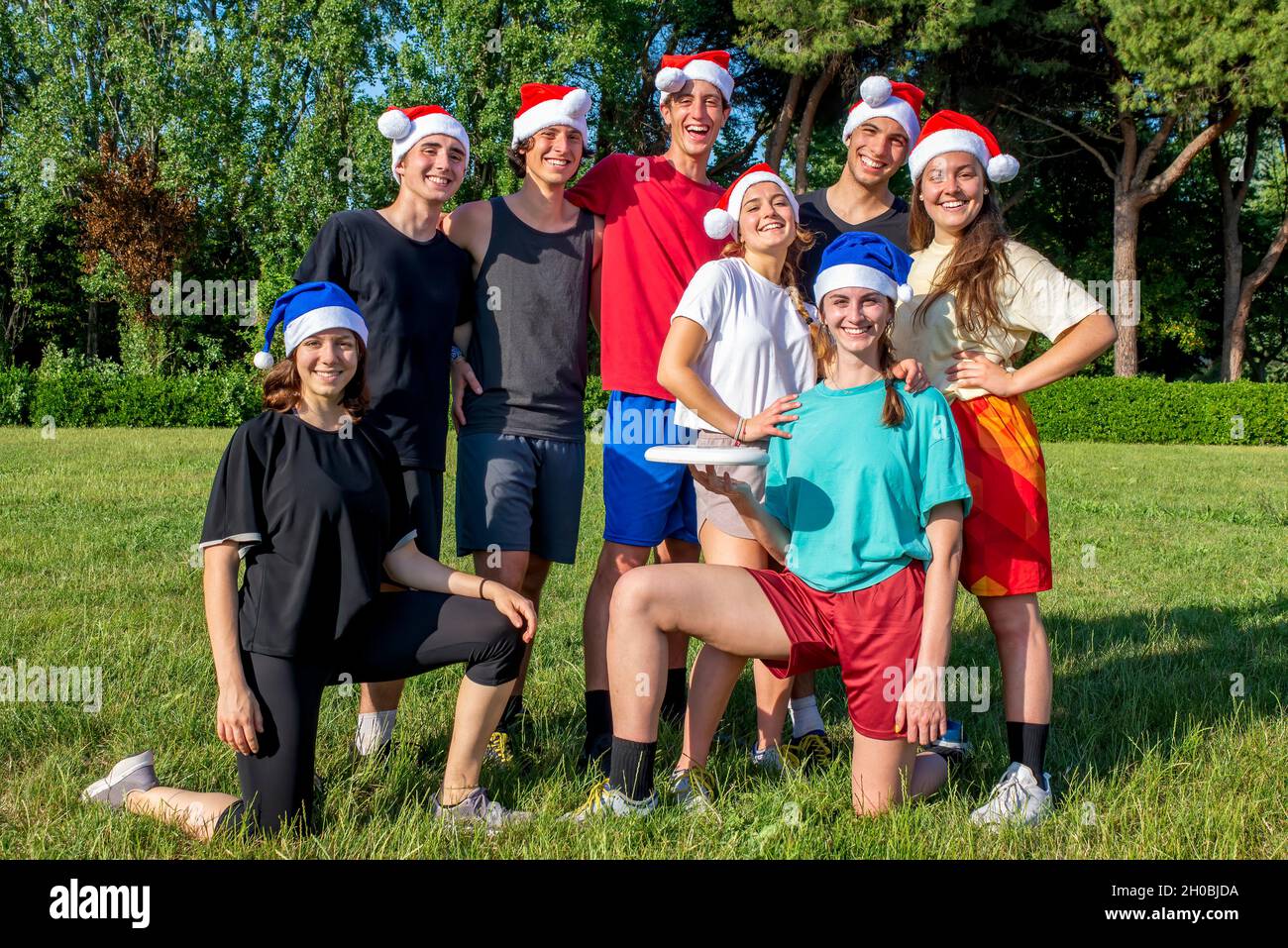 Friends playing santa claus hi-res stock photography and images - Alamy