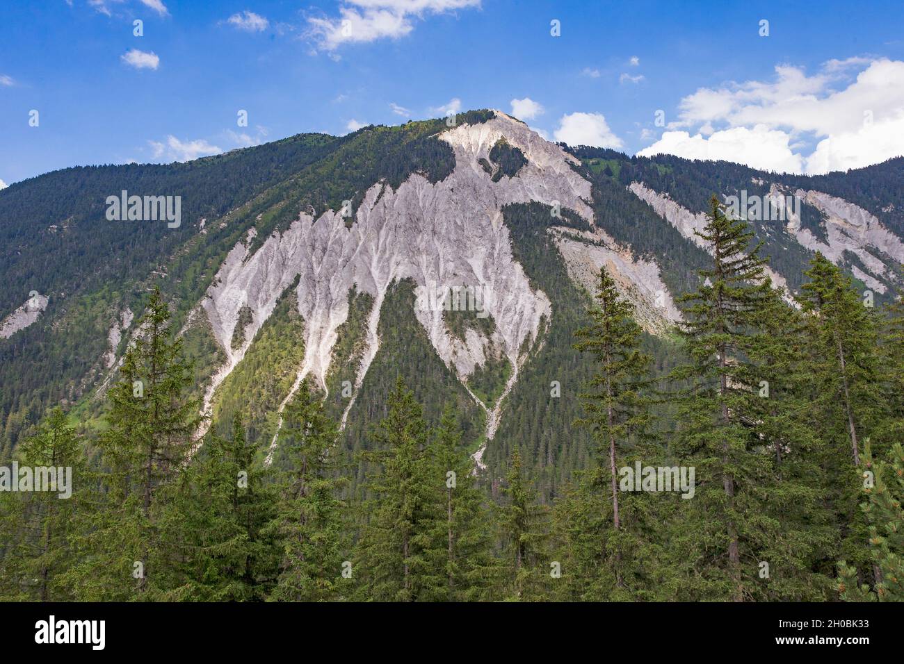 Alpine glade with erosion of the limestone soil that can eventually ...