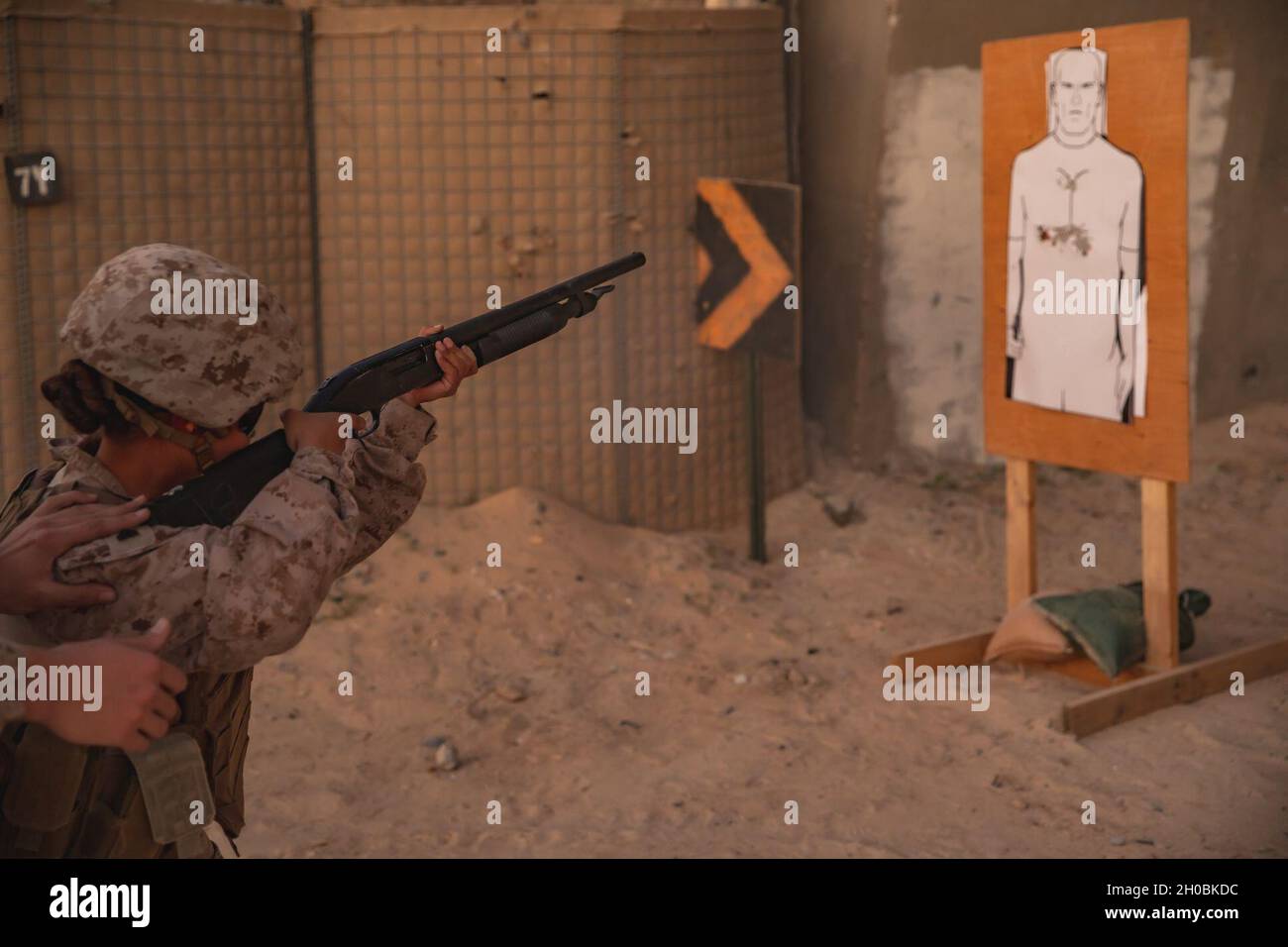 A U.S. Marine Corps Female Engagement Team member, assigned to the ...