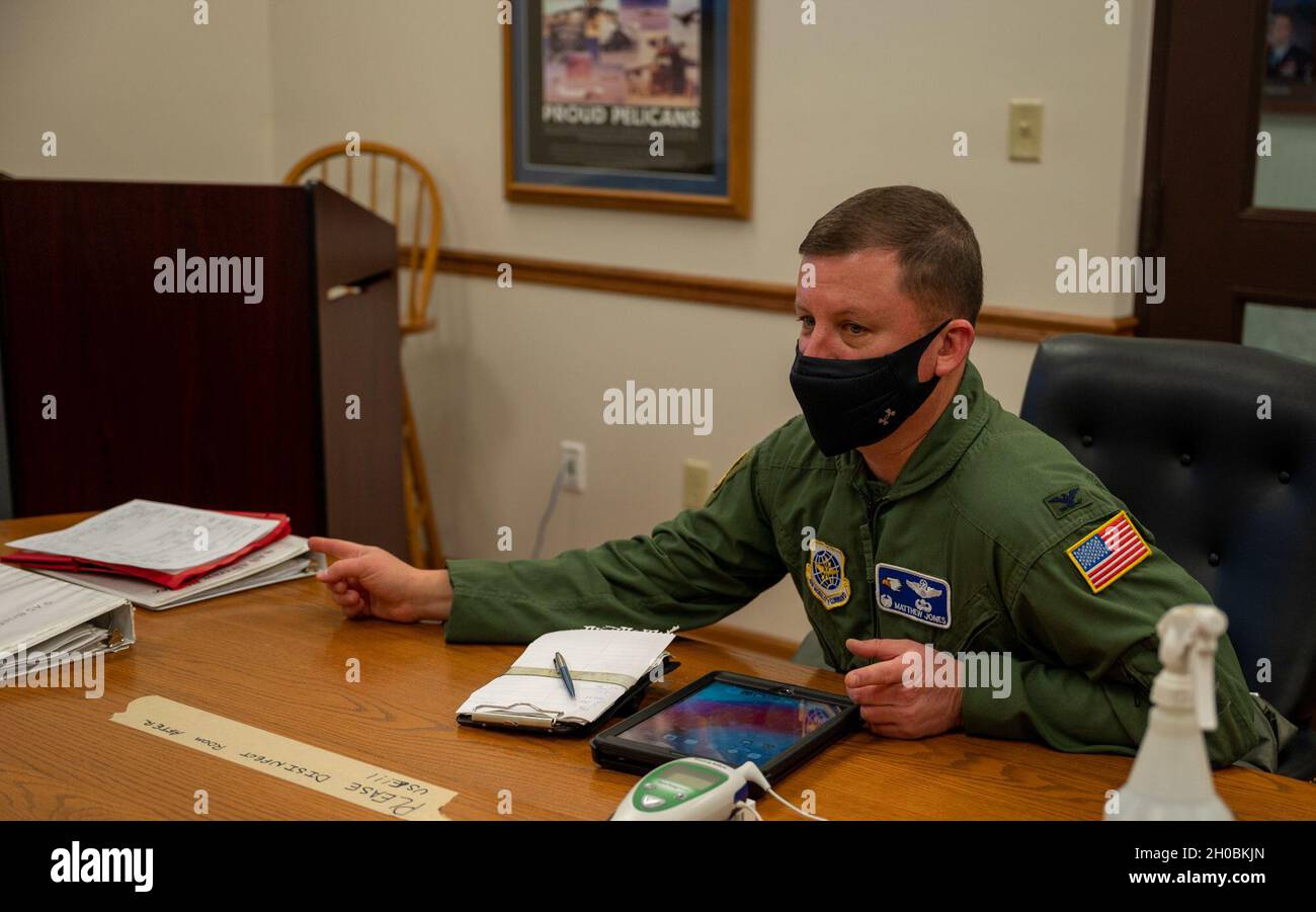 Col. Matthew Jones, 436th Airlift Wing commander, attends a pre-mission ...