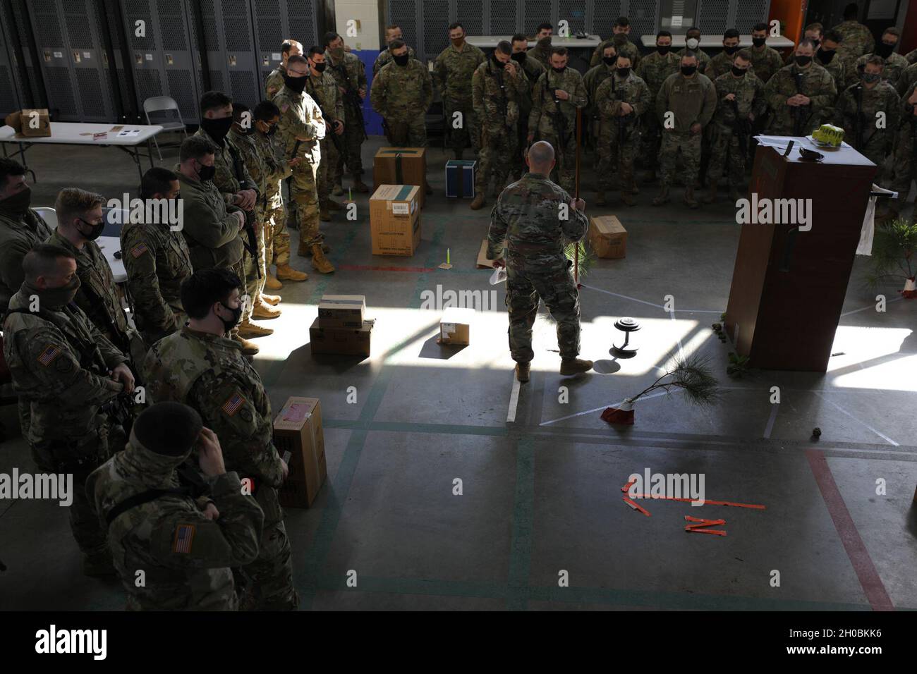 RALEIGH, N.C. – Soldiers of the 105th Military Police Battalion prepare ...