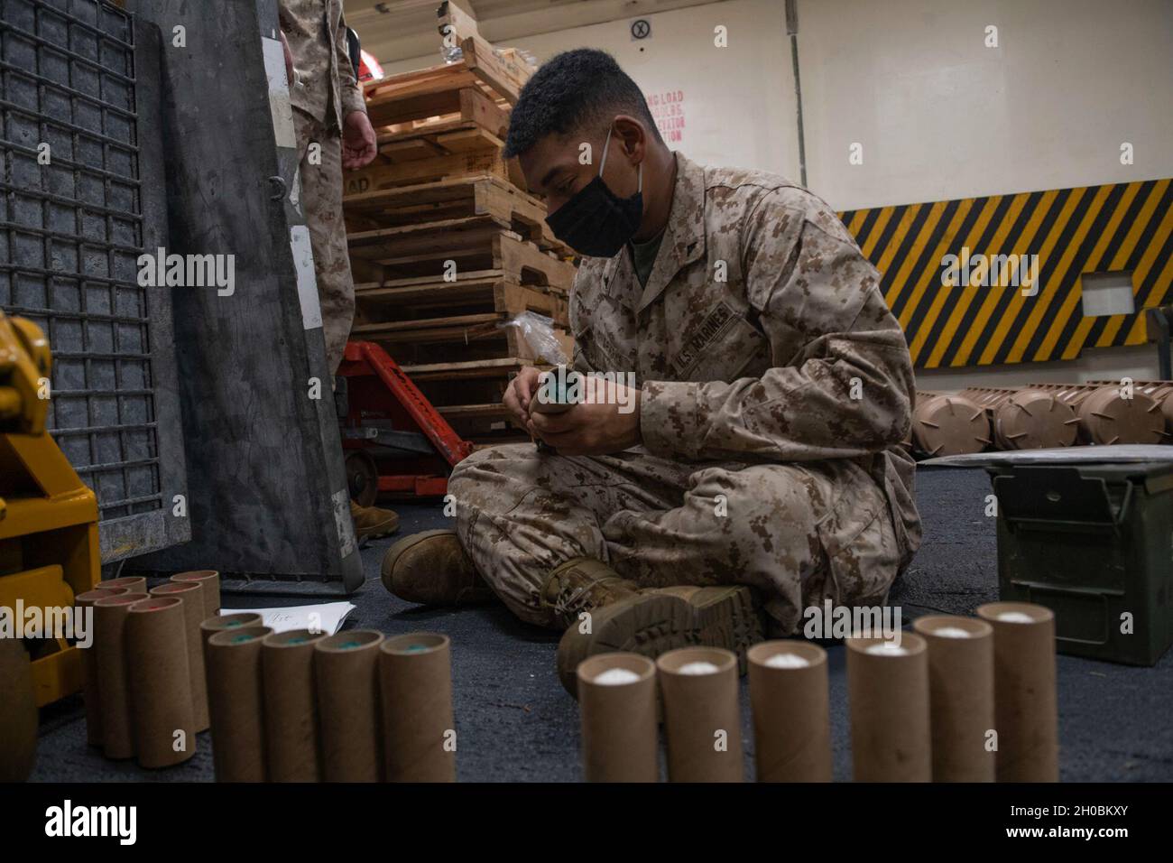 210119-N-FO865-1030 INDIAN OCEAN (Jan. 19, 2020) – U.S. Marine Corps Lance Cpl. Jordan Sparks ...