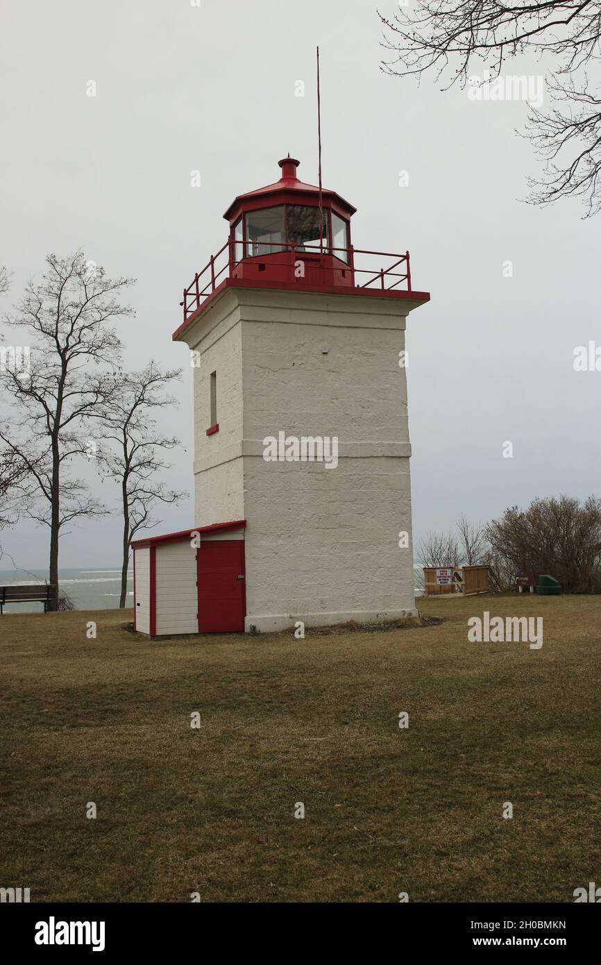 Vertical shot of Goderich Lighthouse. Historical landmark in Goderich ...
