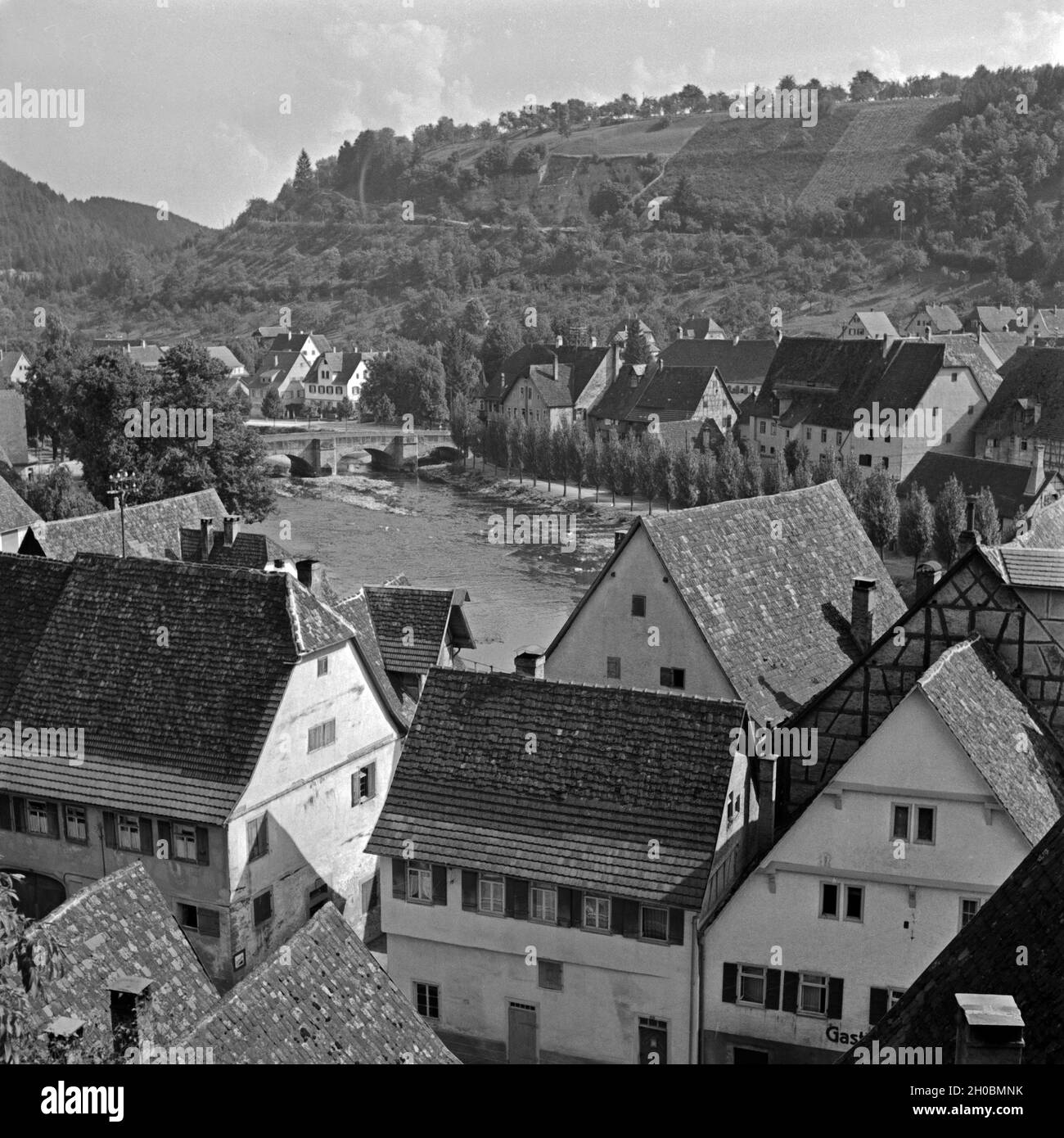 Deutschland 1930er jahre view to sulz at river neckar hi-res stock ...