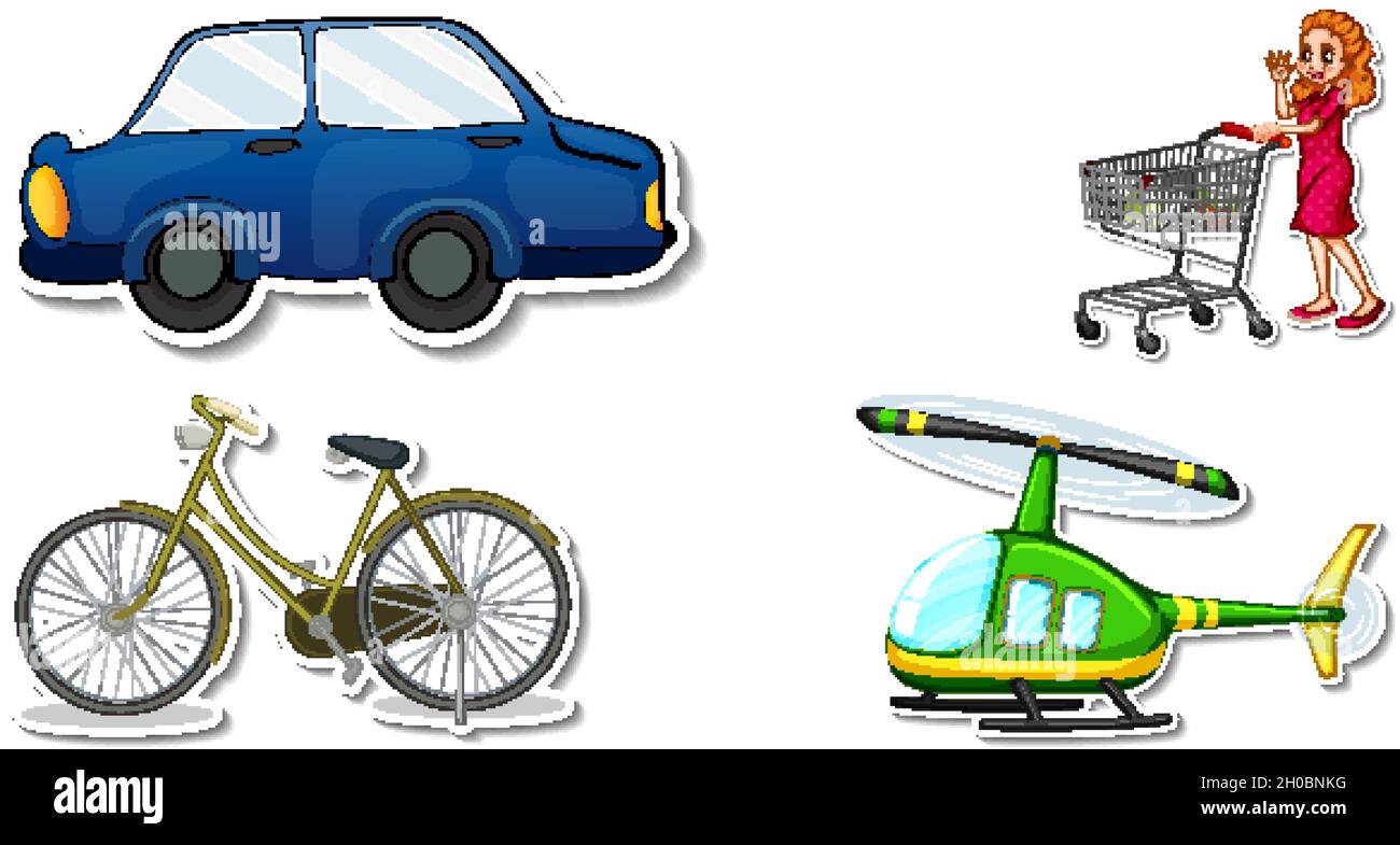 Random stickers with transportable vehicle objects illustration Stock ...