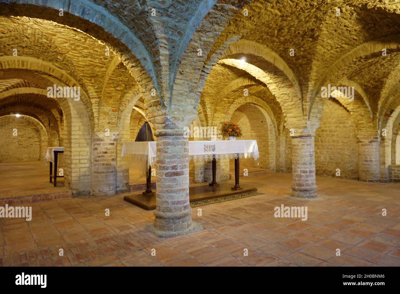 Crypt Church Santa Maria della Rocca, Offida village, Marche, Italy ...