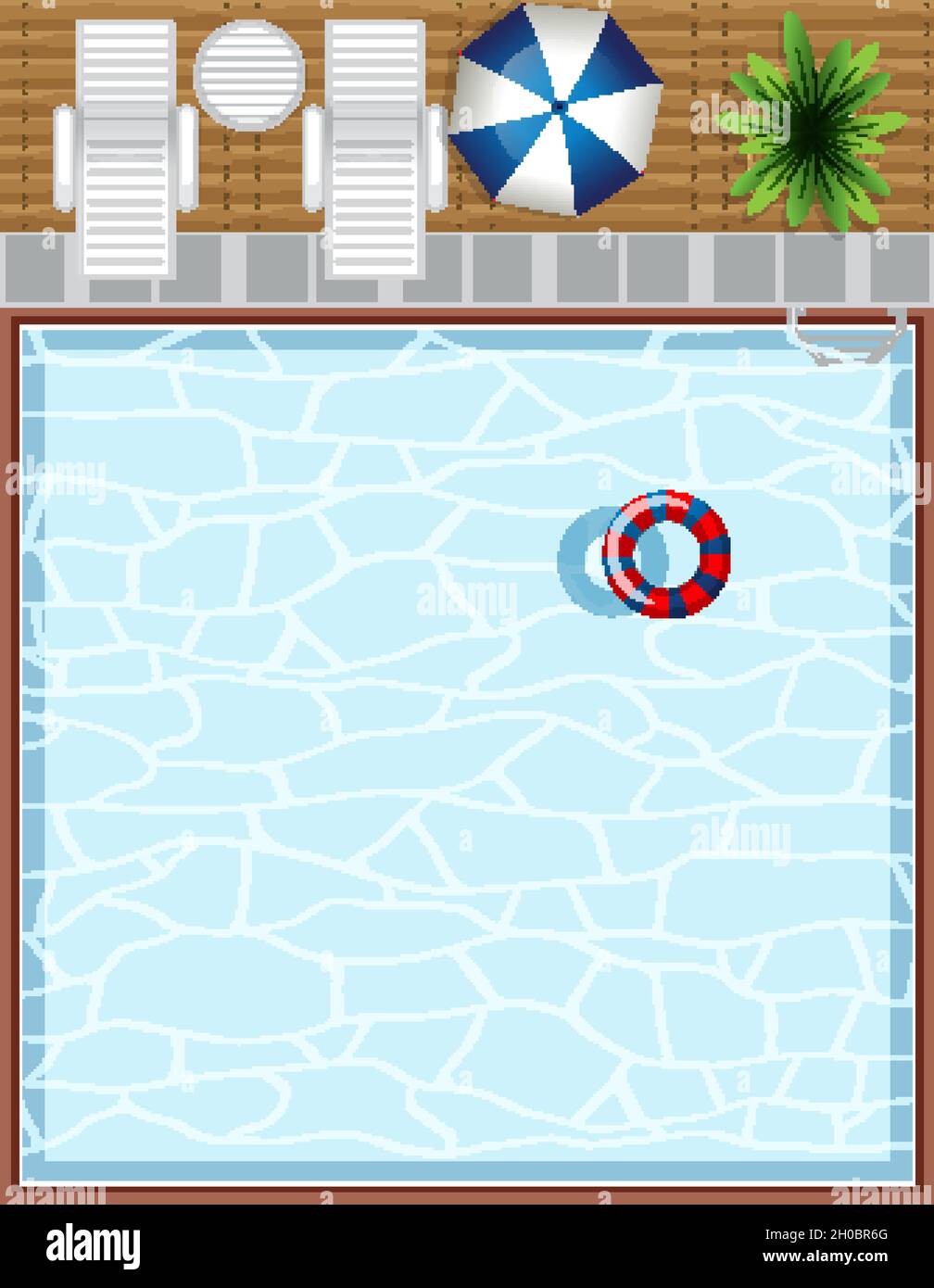 Top view of swimming pool with rubber rings illustration Stock Vector ...