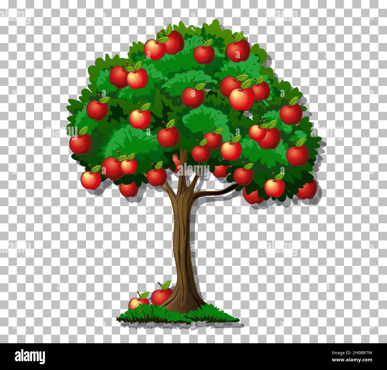 Apple tree on transparent background illustration Stock Vector Image ...