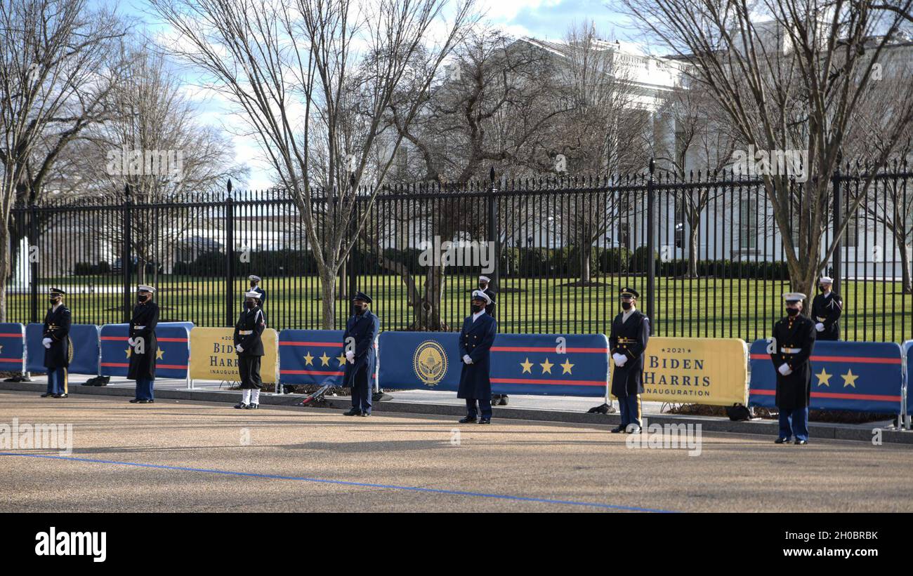 U.S. military cordon stands at ceremonial at ease during the 59th ...