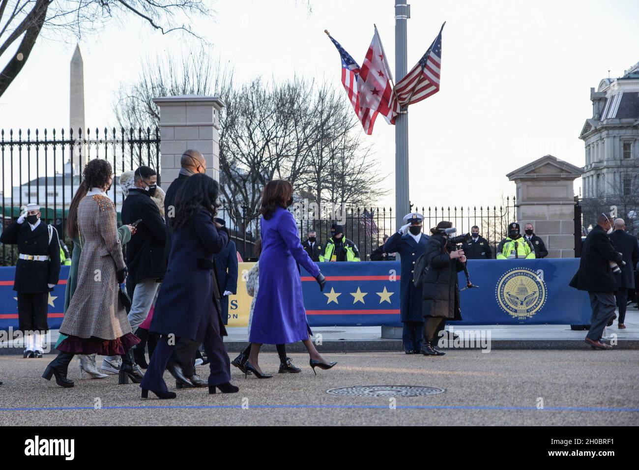 Vice President Kamala D. Harris walks onto White House grounds during ...
