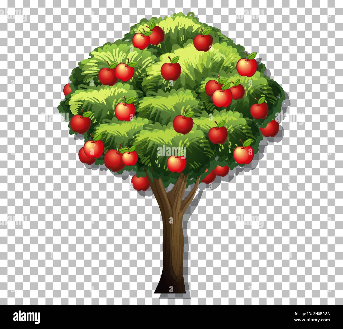 Apple tree on transparent background illustration Stock Vector Image ...
