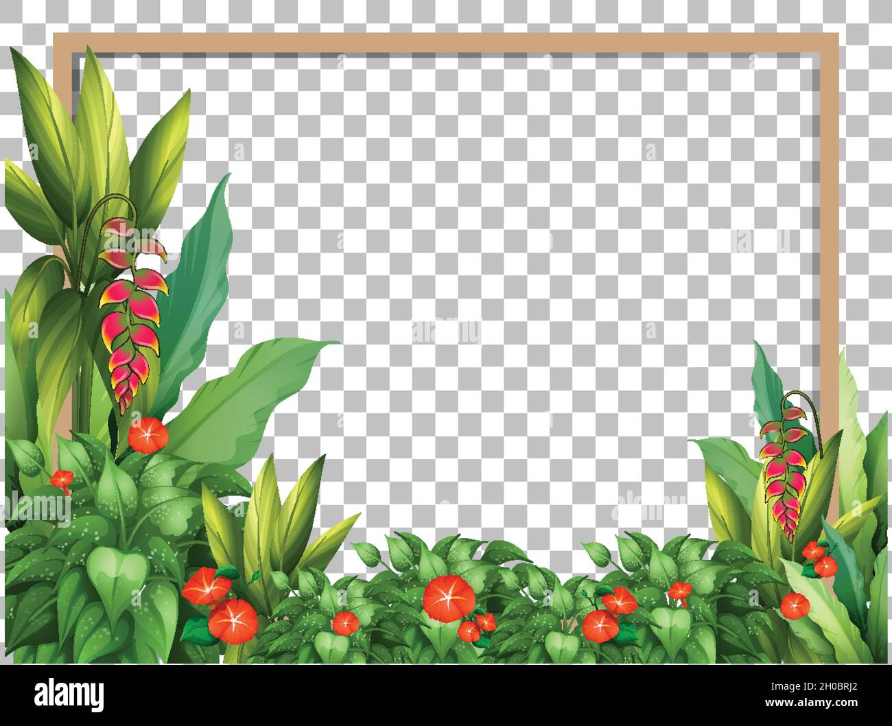 Green nature leaves frame transparent background illustration Stock ...