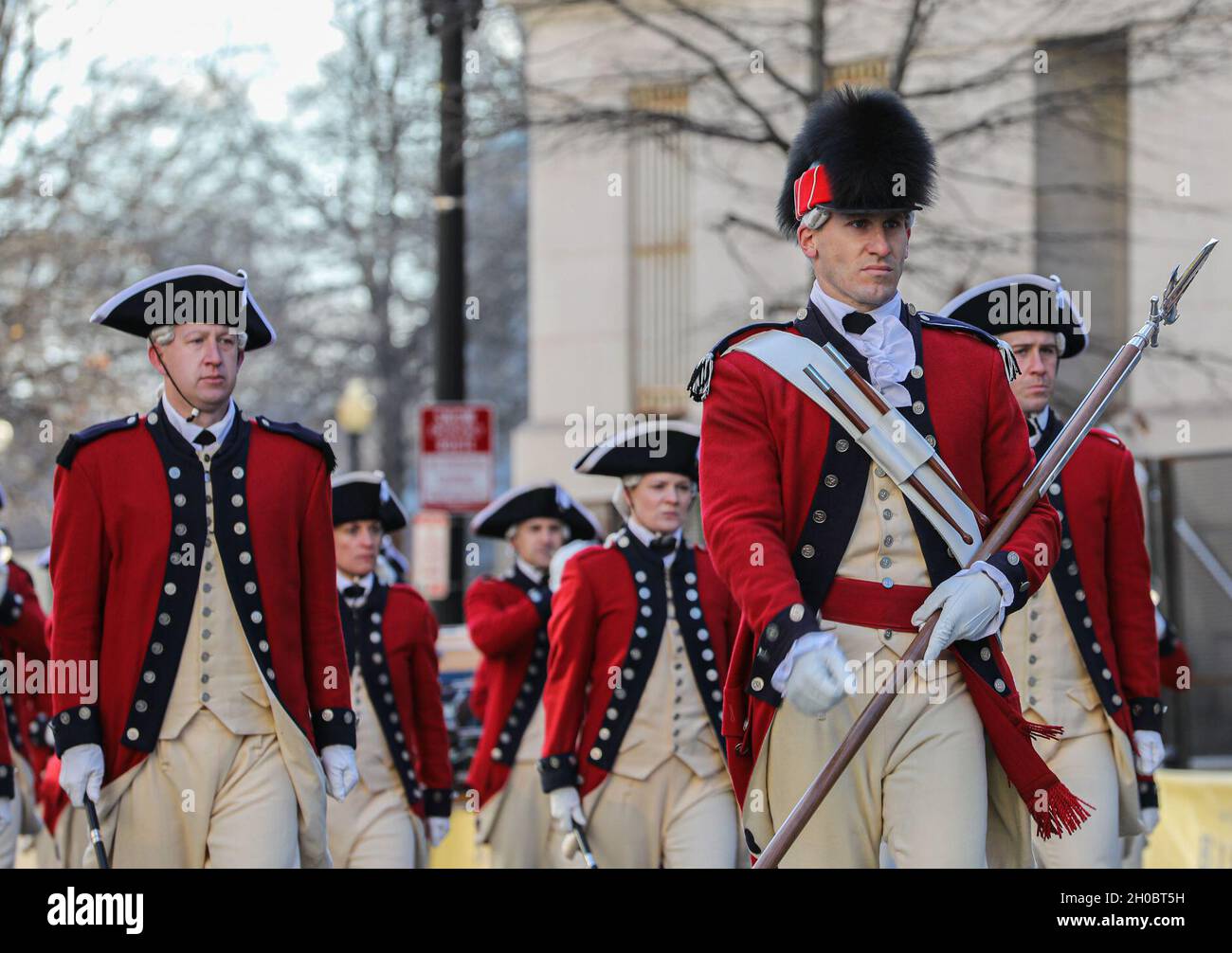 Members of the U.S. Army Old Guard Fife and Drum Corps march during the ...