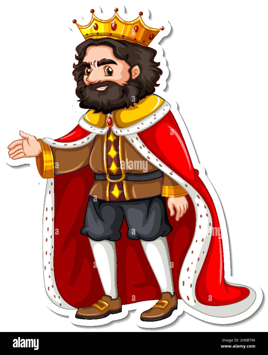 King with red robe cartoon character sticker illustration Stock Vector ...