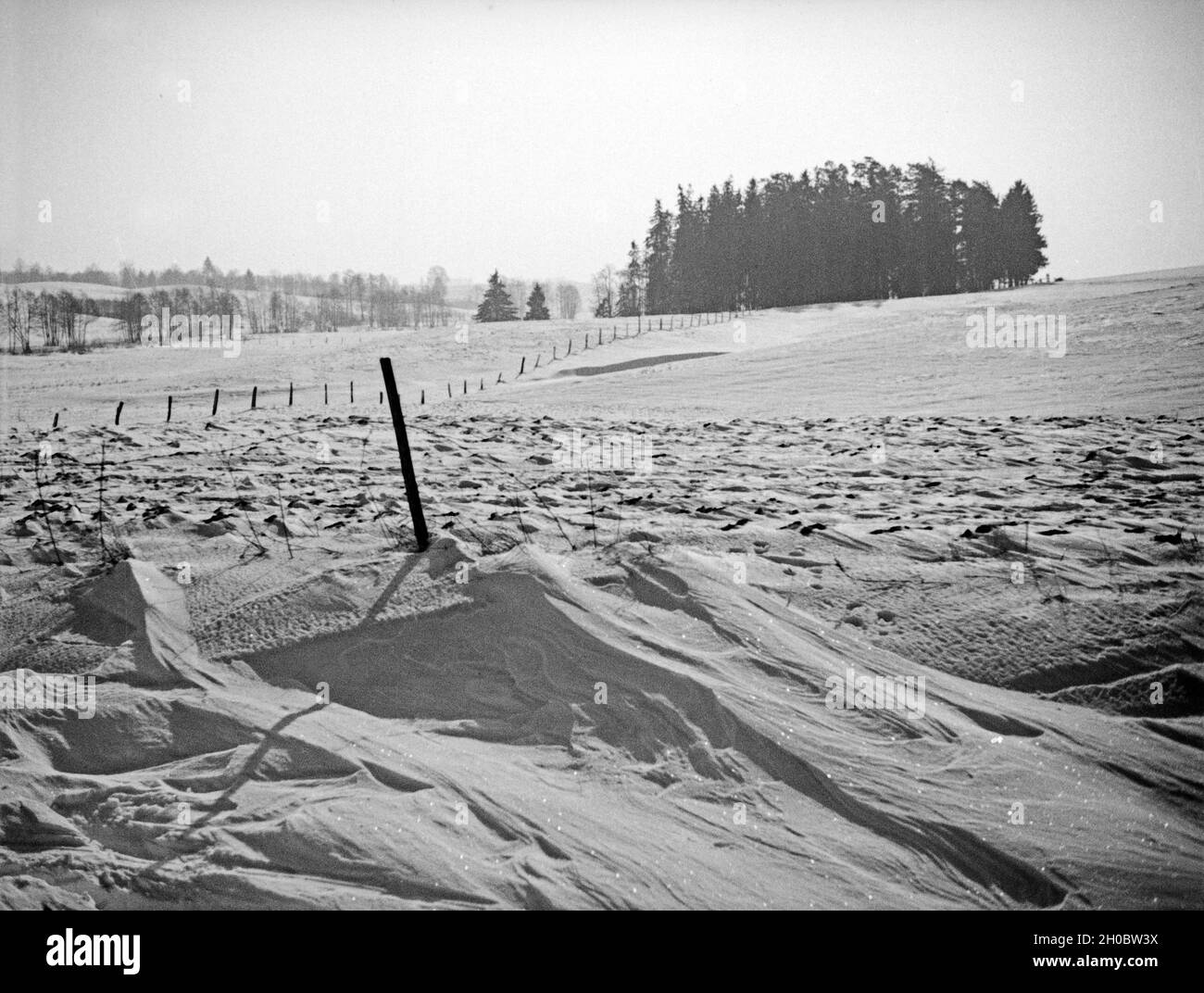 Winterlandschaft in Ostpreußen, 1930er Jahre. Wintertime landscape at ...