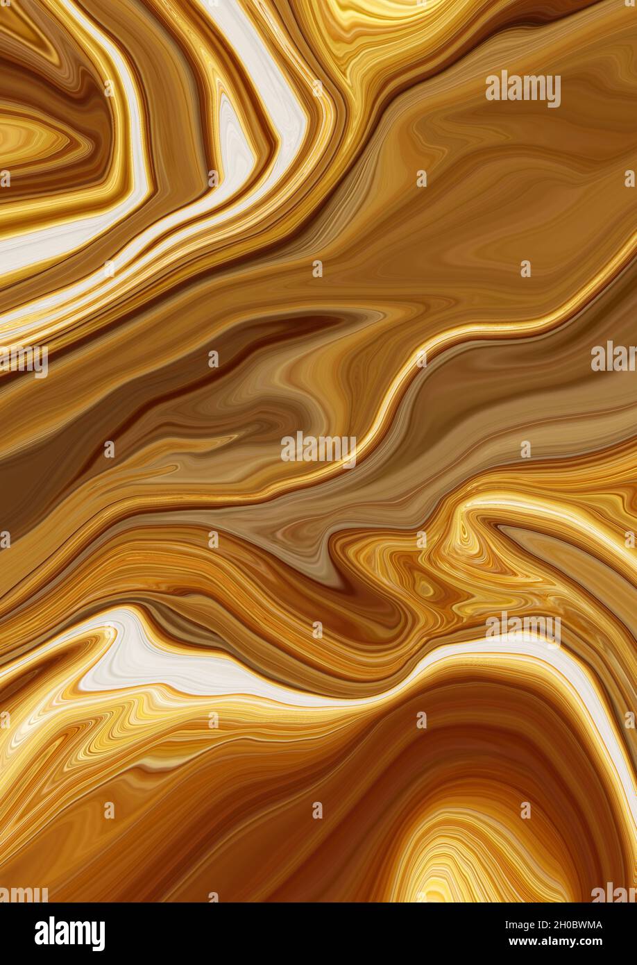 Golden psychedelic marble, trippy abstract art background design ...