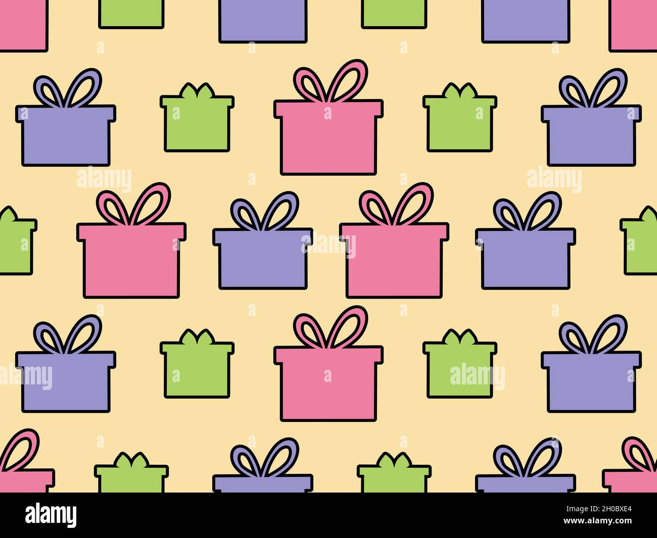 Gift box seamless pattern. Multi-colored gift boxes of different shapes ...