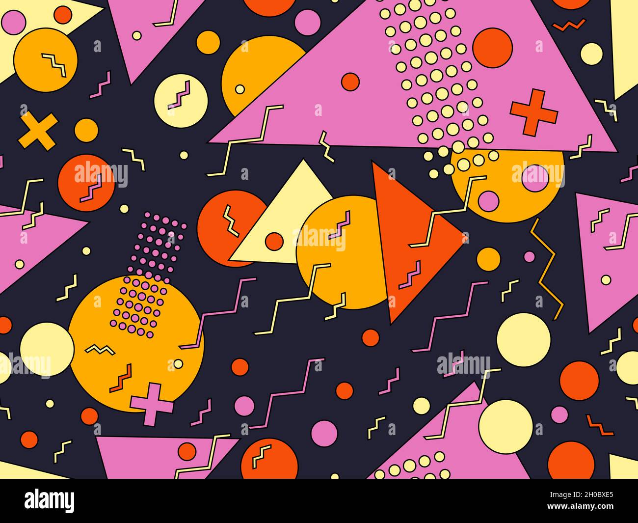 Geometric seamless pattern in 80s memphis style. Geometric shapes with ...