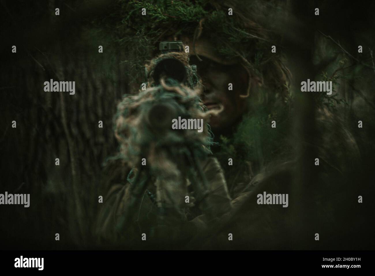 Spc. Jarrod Thomas, a Sniper with 1st Battalion, 12th Cavalry Regiment ...