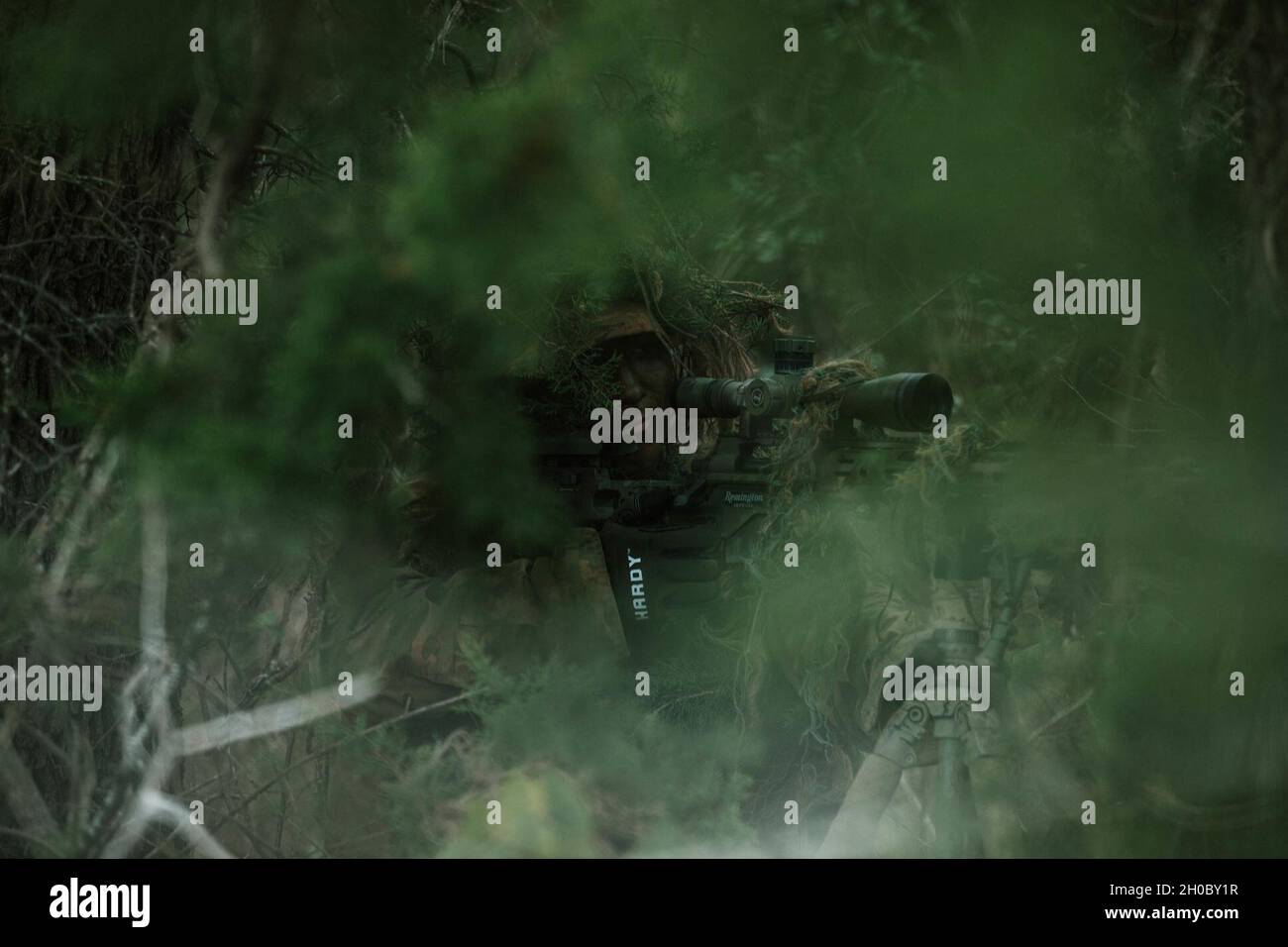 Spc. Jarrod Thomas, a Sniper with 1st Battalion, 12th Cavalry Regiment ...