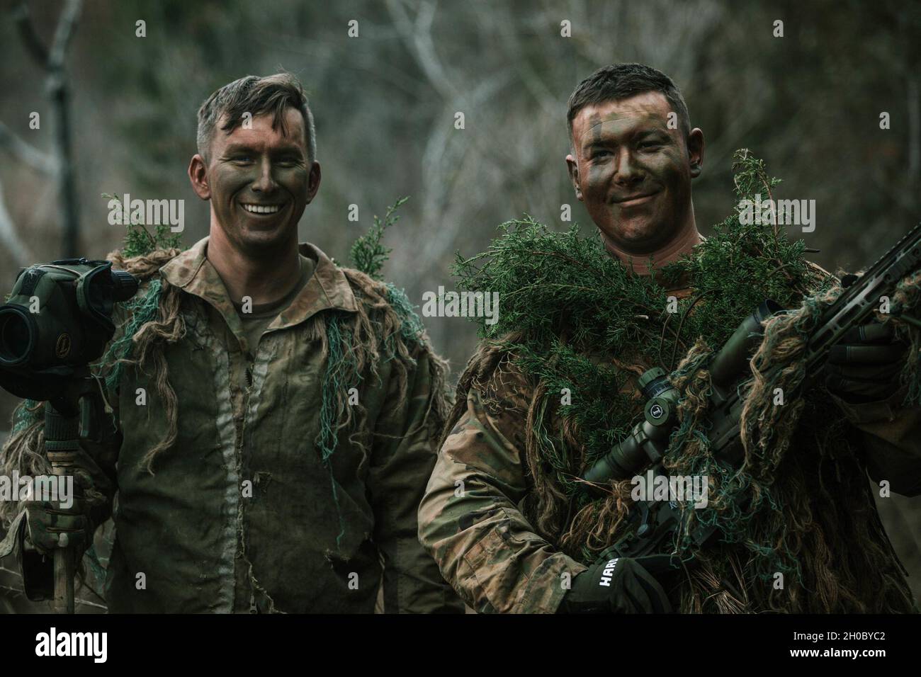 Spc. Jarrod Thomas and Cpl. Dalton Palmer, both Snipers with 1st ...
