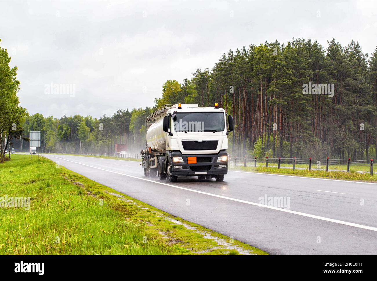 A special vehicle for the transport of explosive substances travels ...