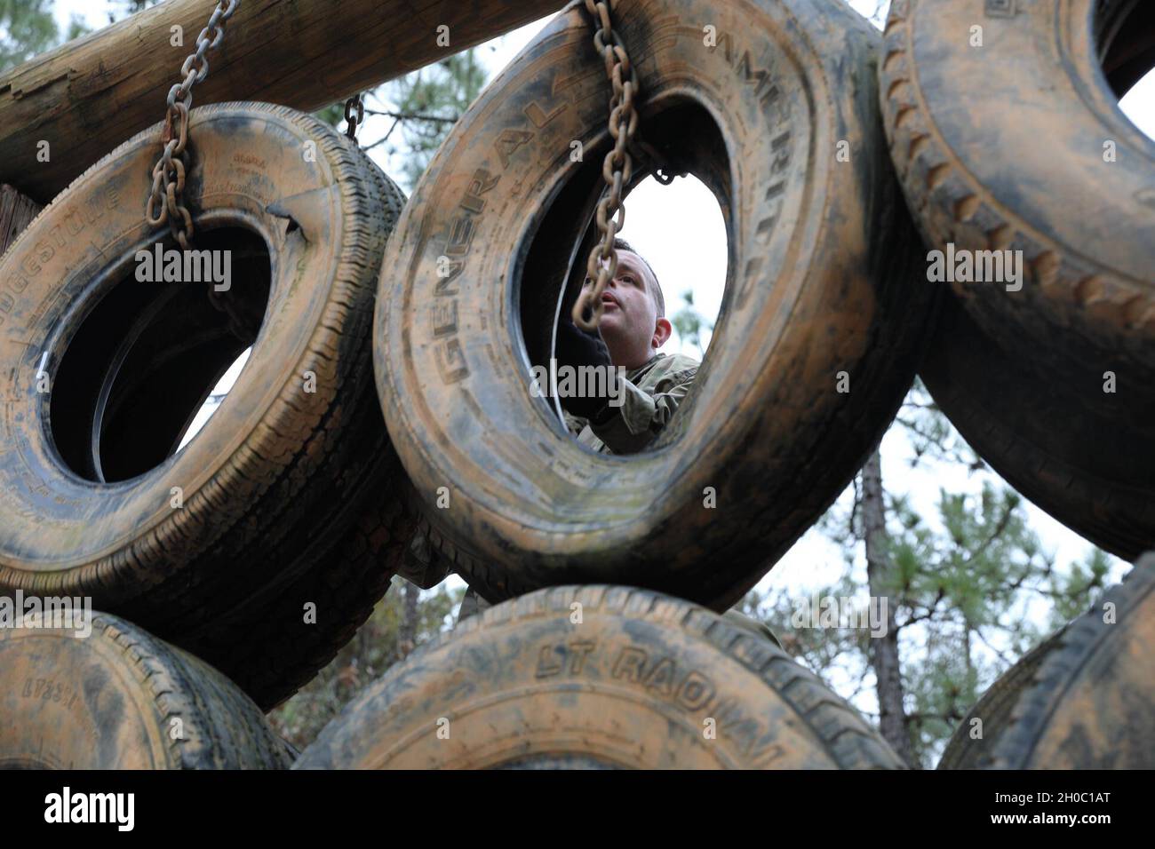 Sgt. Maj. Joel Thomas navigates through an obstacle during the 2021 CSM ...