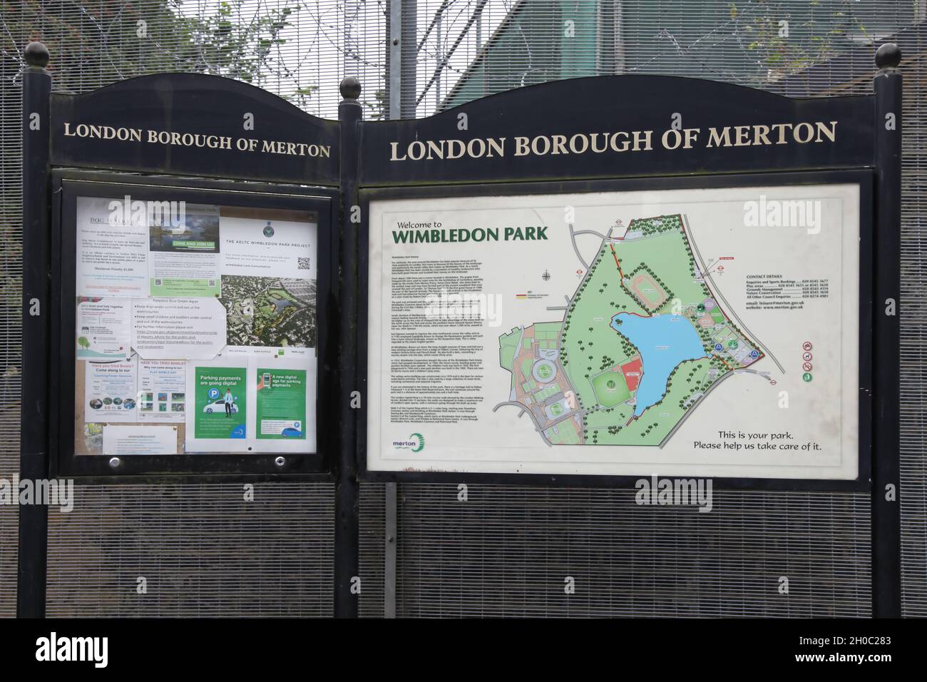 London Borough of Merton welcome sign at entrance and tourist ...
