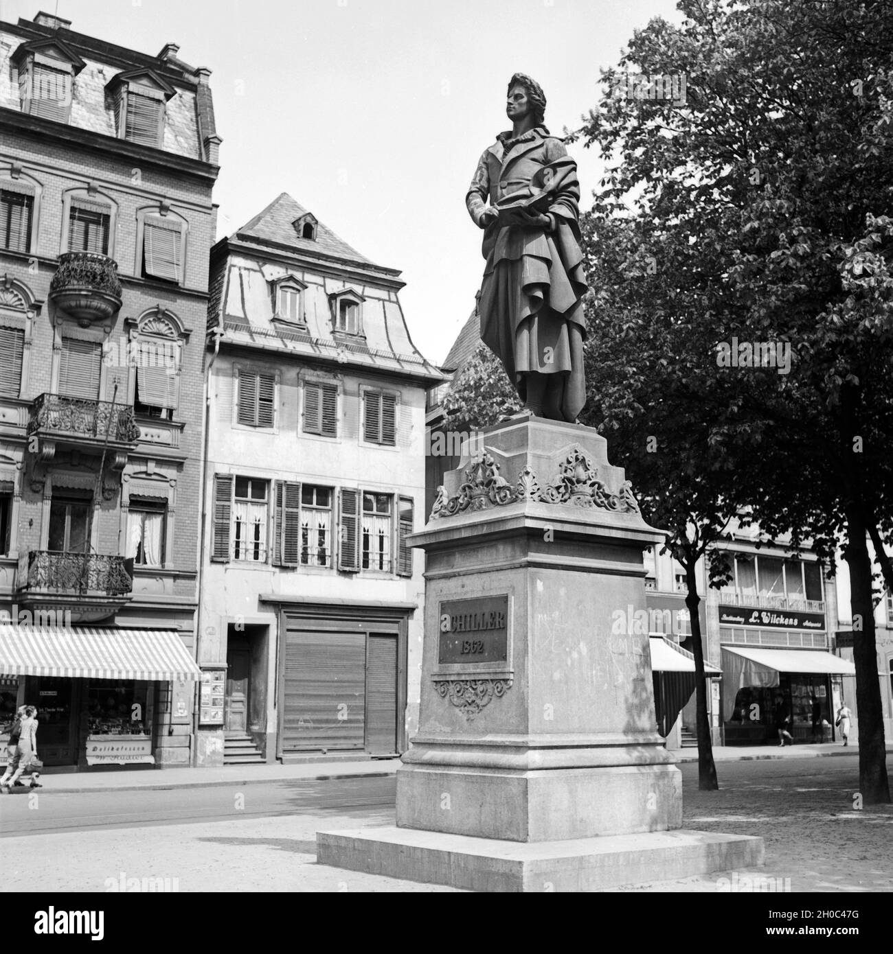 Schillerdenkmal auf dem Schillerplatz in Mainz, Deutschland 1930er ...
