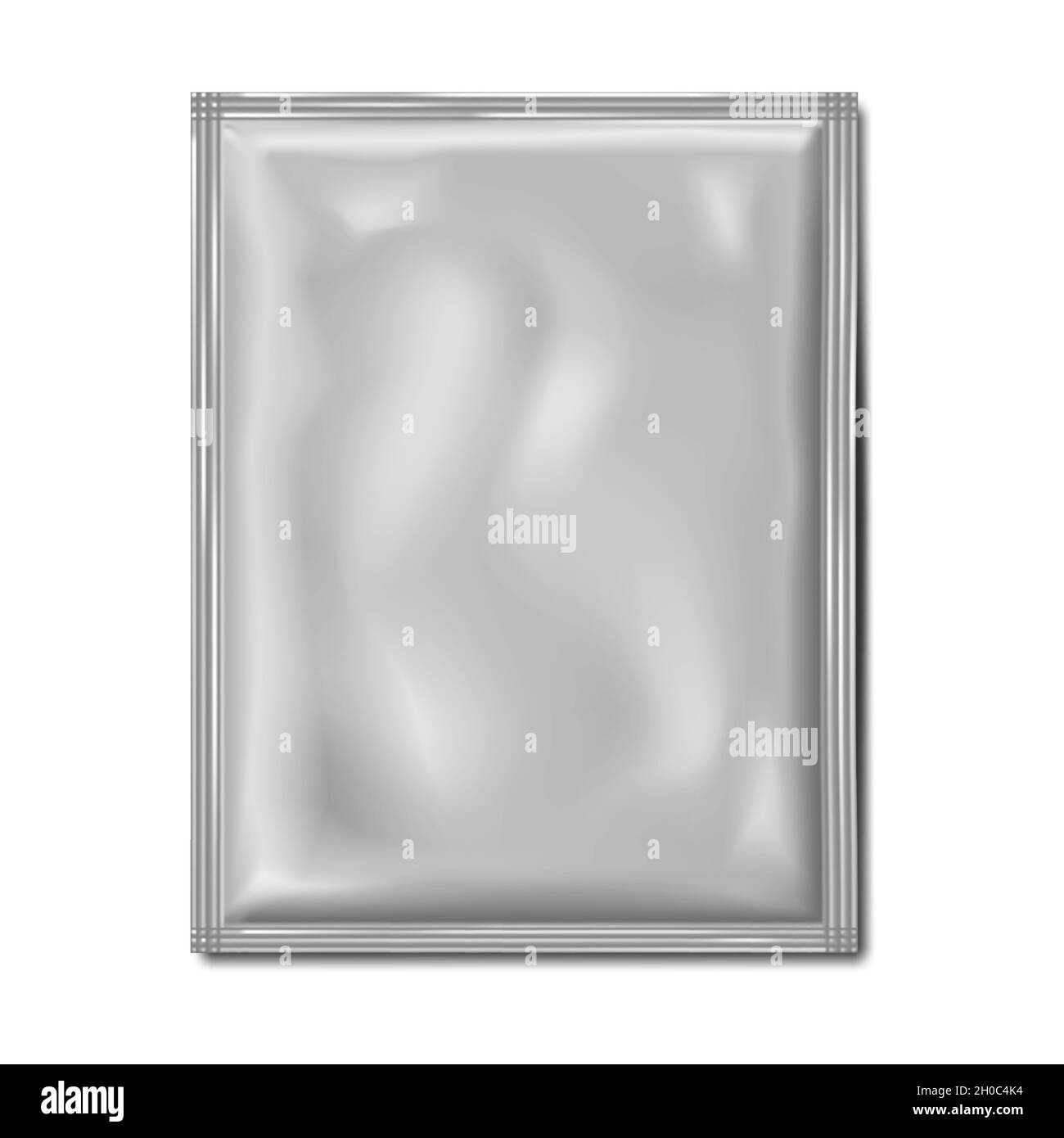 Blank white sachet packet package, realistic vector mockup. Flat pouch ...