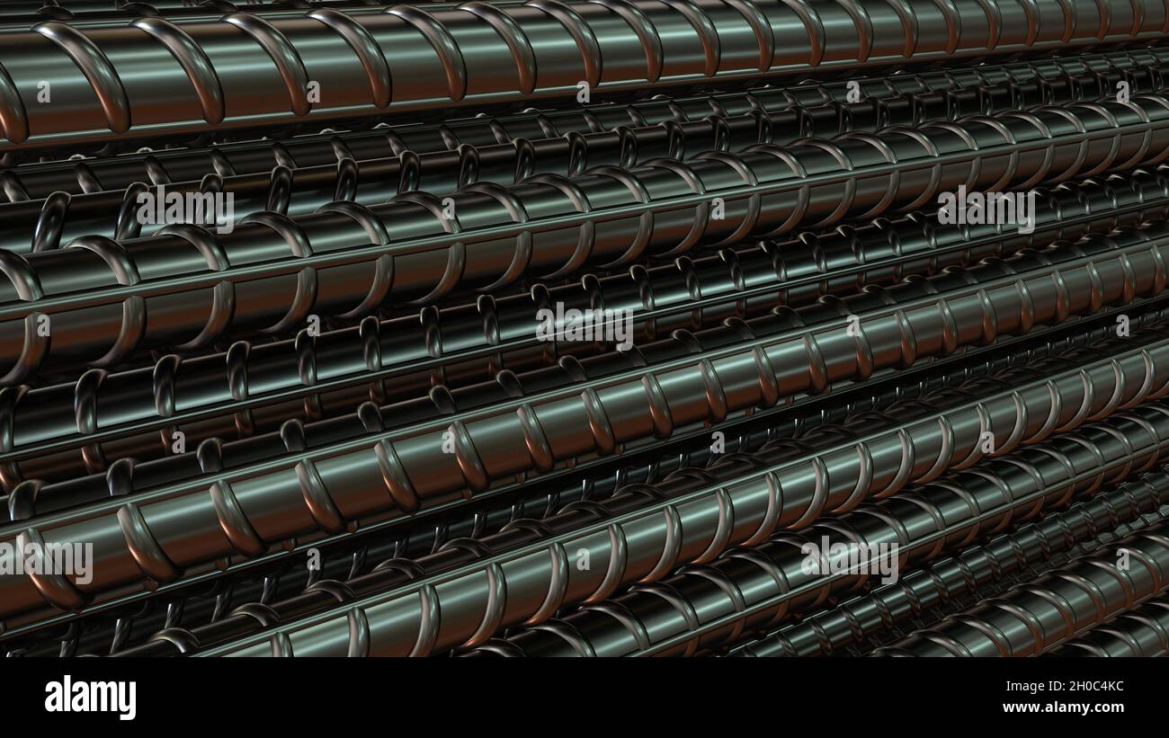 steel rebar background - isolated cgi industrial 3D rendering Stock ...