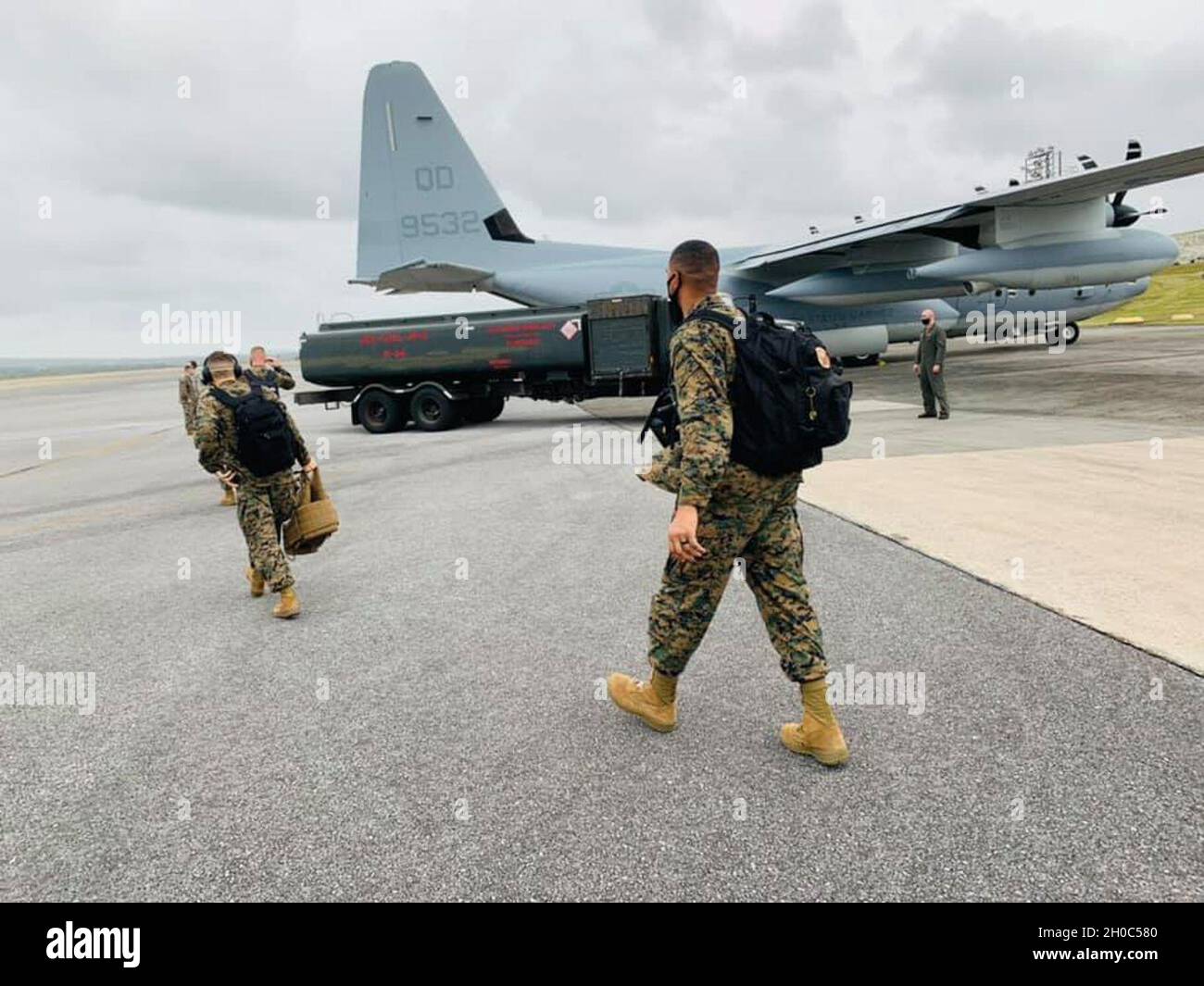 3D MEB Marines with the Forward Command Element deployed on KC-130 ...