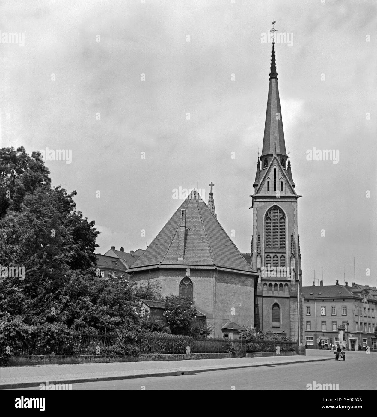 Die evangelische Trinitatiskirche in Gera, Deutschland 1930er Jahre ...