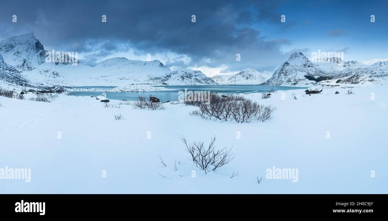 Winter landscape, Moskenesoya, Lofoten, Norway Stock Photo - Alamy