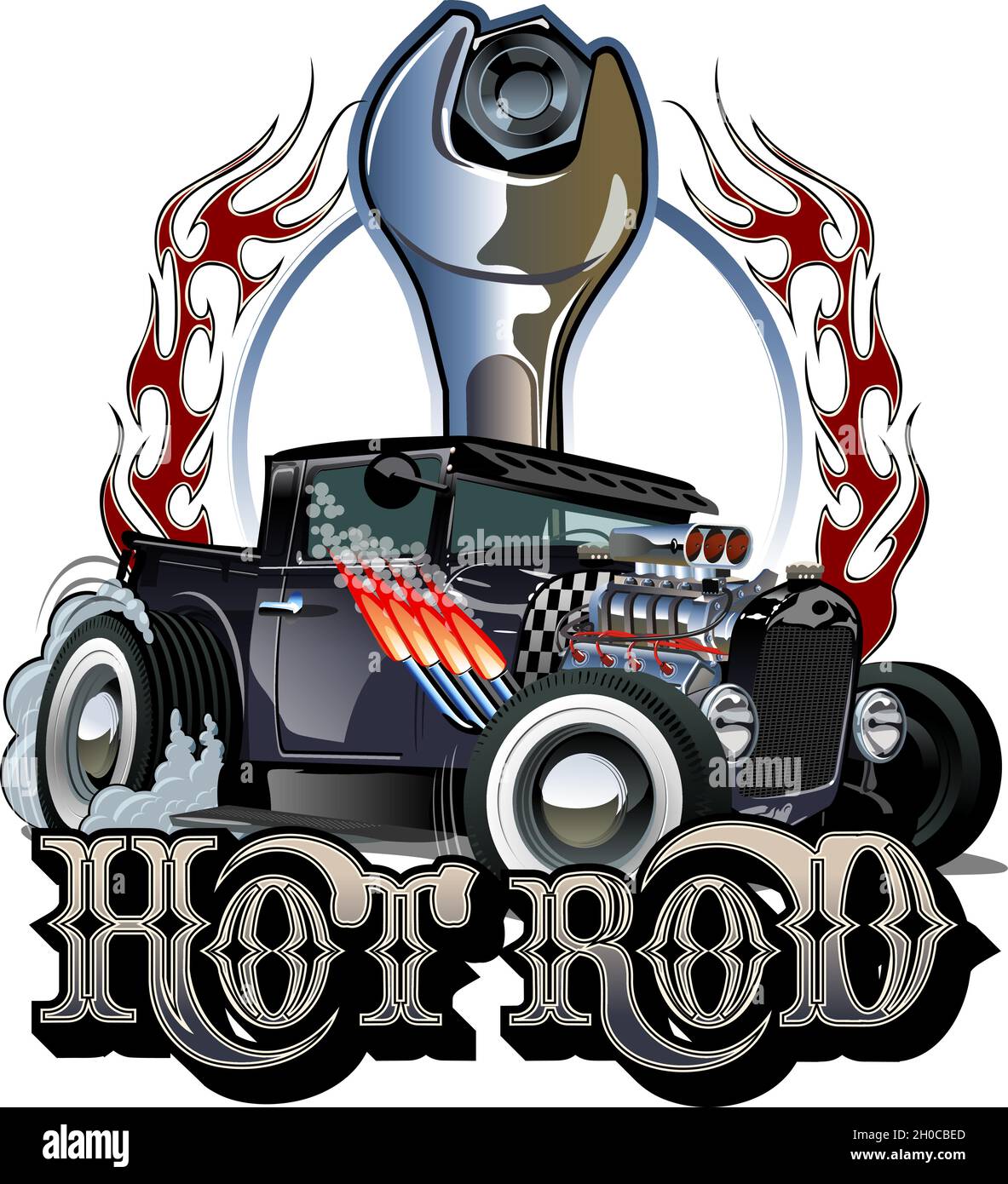 Cartoon retro hot rod poster. Available EPS-10 vector format separated ...