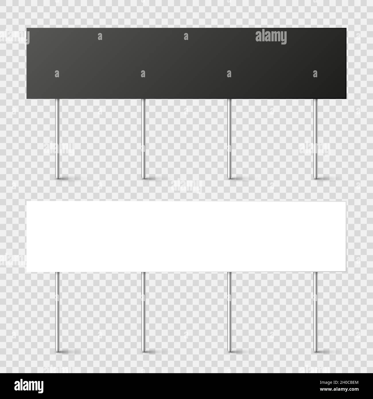 Black and white blank boards with place for text, protest sign ...