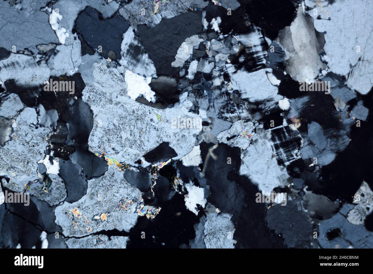 Granite thin section under cross-polarized light, Field of view - FOV ...