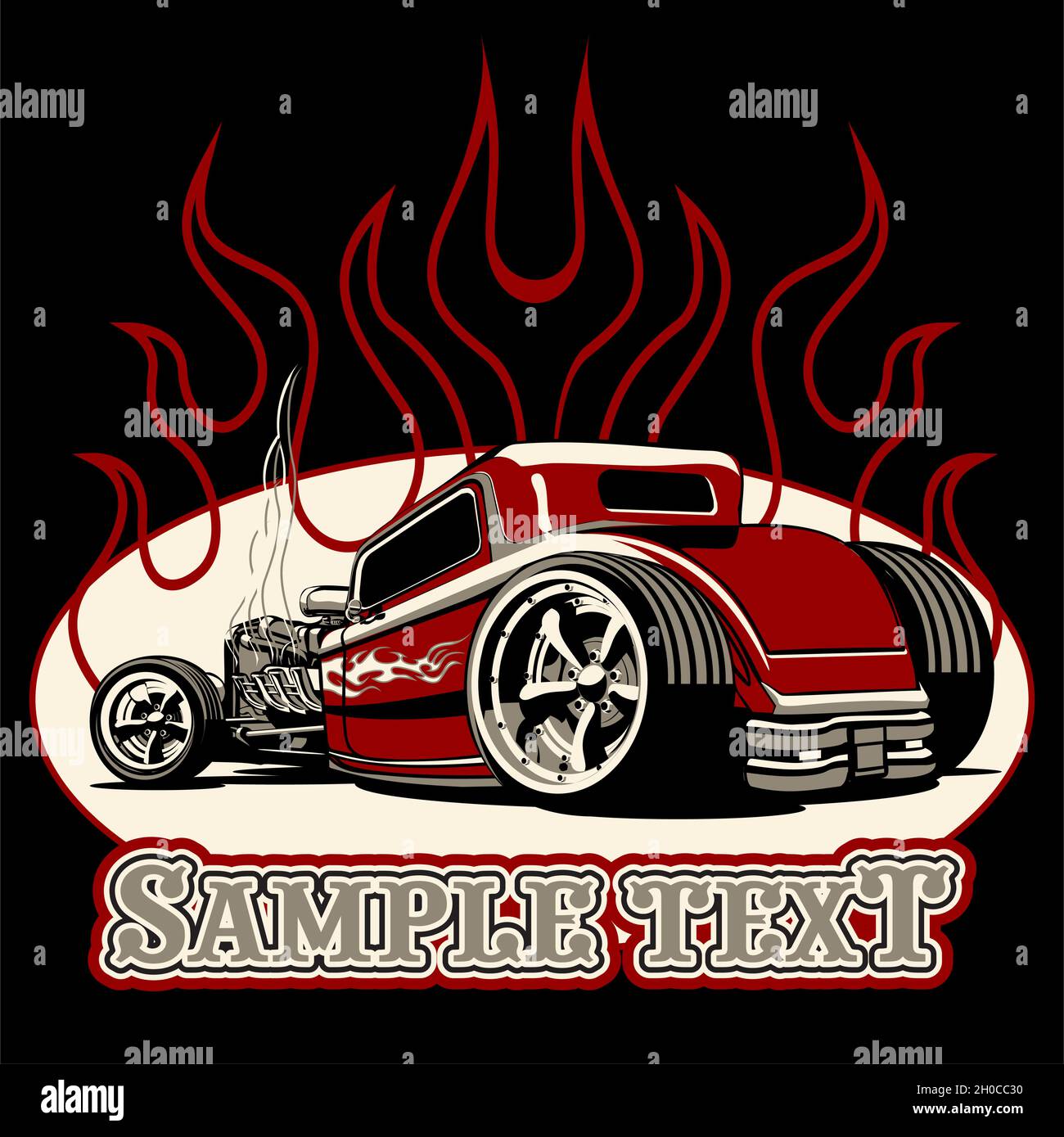 Cartoon retro hot rod isolated on black background Stock Vector Image ...