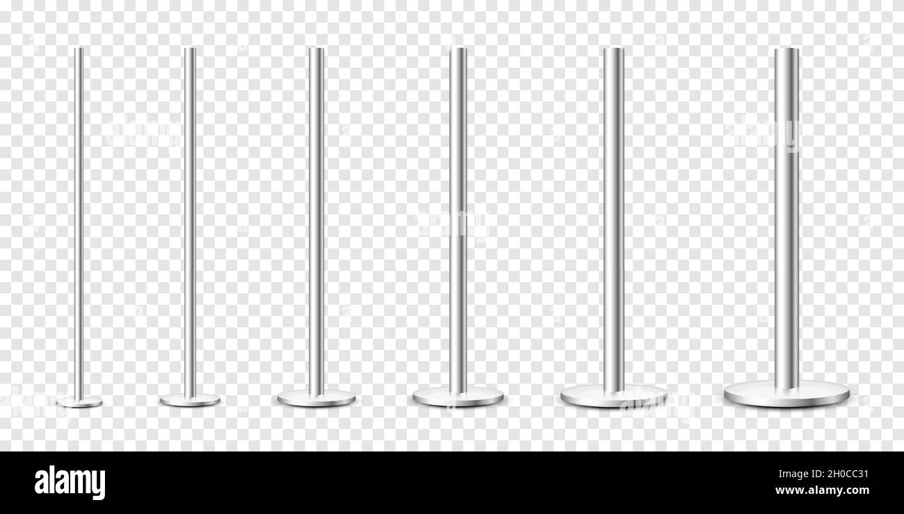 Realistic metal poles collection isolated on transparent background ...