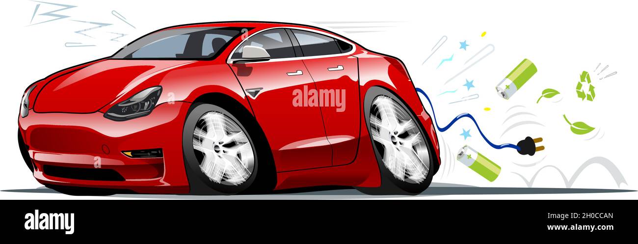 Vector cartoon electric car. Available EPS-10 separated by groups and ...