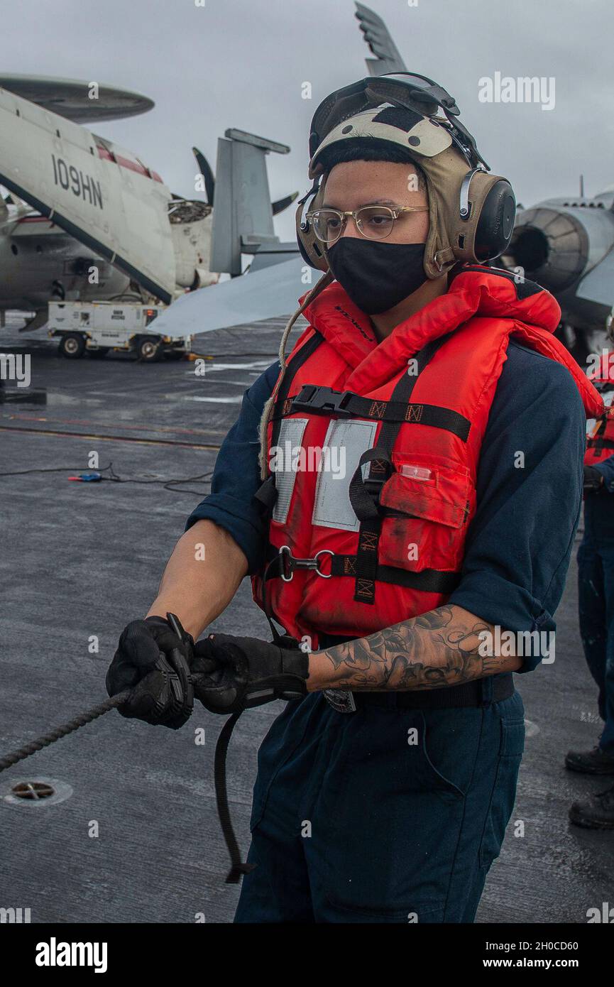 PACIFIC OCEAN (Jan. 22, 2021) – U.S. Navy Seaman Aaron Martinez, from ...
