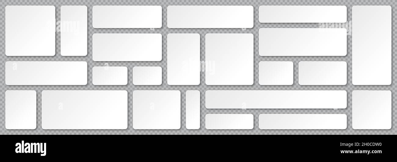 Set of blank paper banners with shadows on transparent background ...