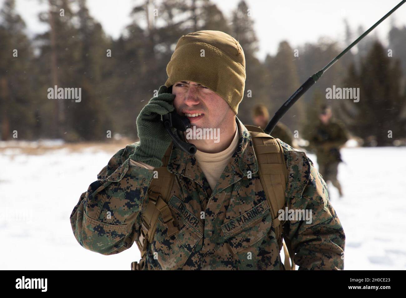 U.S. Marine Corps Pfc. Payton Deloach, a transmissions system operator ...