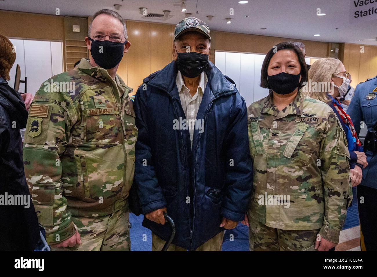 Recently vaccinated World War II U.S. Army veteran Clarence Harwell ...