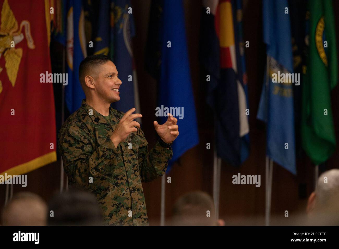 Sgt. Maj. Carlos Ruiz, outgoing sergeant major of 4th Marine Logistics ...